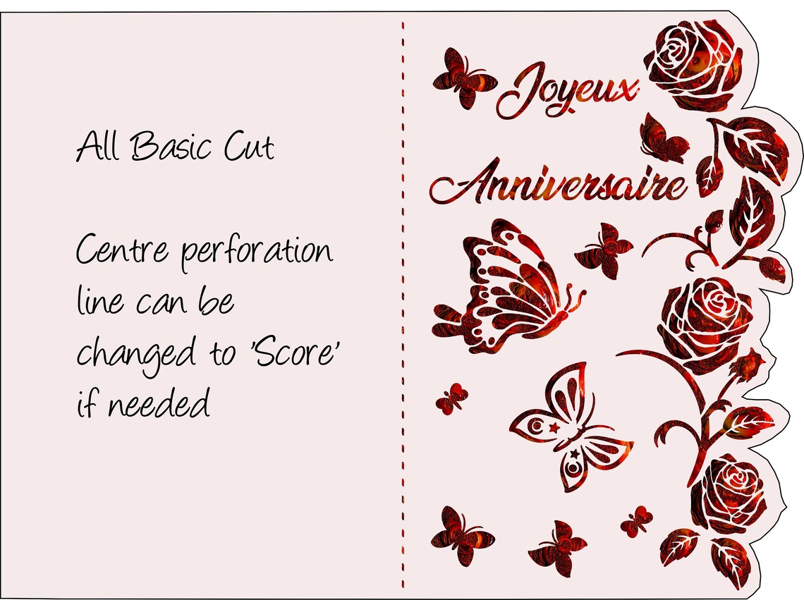 Butterfly and Roses Birthday Card Joyeaux Anniversaire SVG, Eps, Png ...