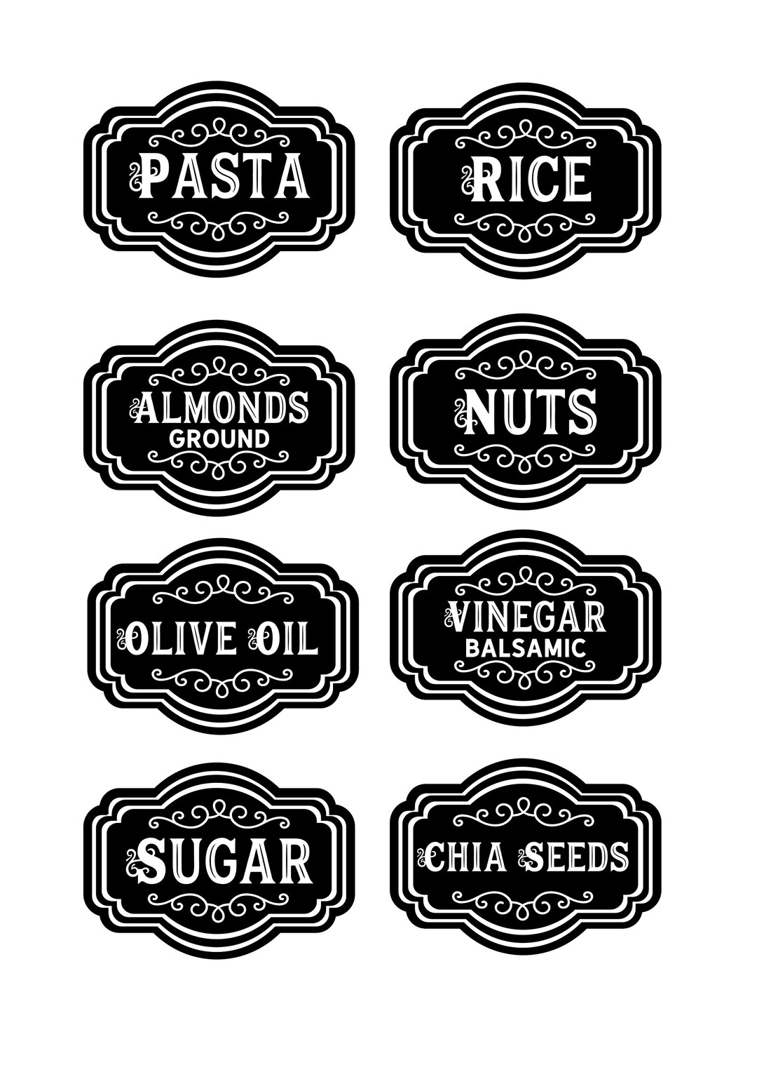 Vintage Style Labels for Kitchen Storage Jars Personalised If Required ...