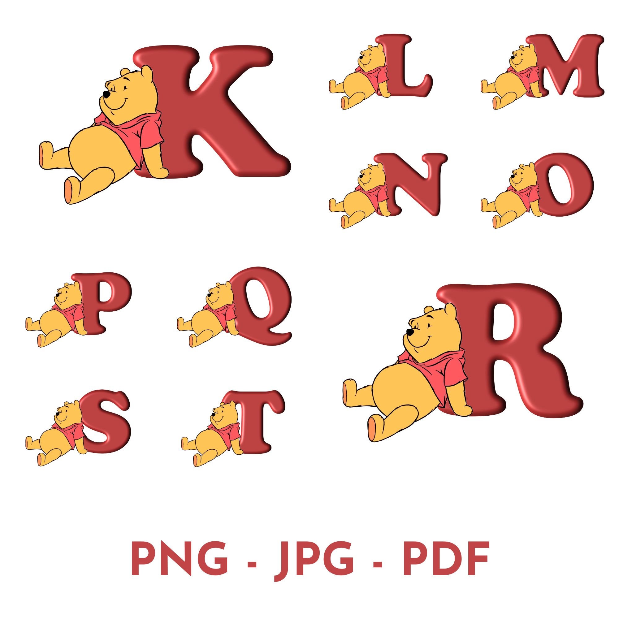 Alphabet Lettering 3d Style With Winnie the Pooh Design - Etsy