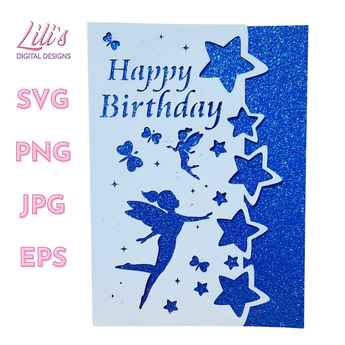 Fairy Birthday Card - SVG Laser Cut Template - Cricut, Silhouette and ...