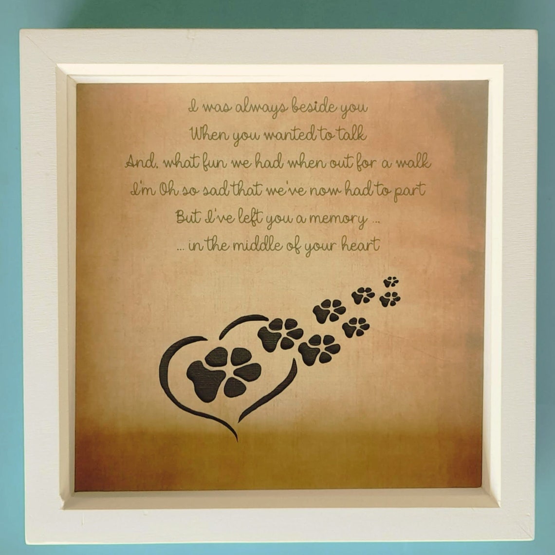 In Loving Memory of Pet Dog, Poem and Paw Prints Across Heart - Etsy