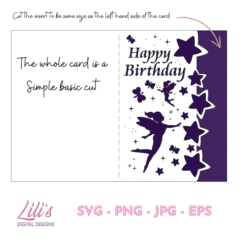 Fairy Birthday Card - SVG Laser Cut Template - Cricut, Silhouette and ...