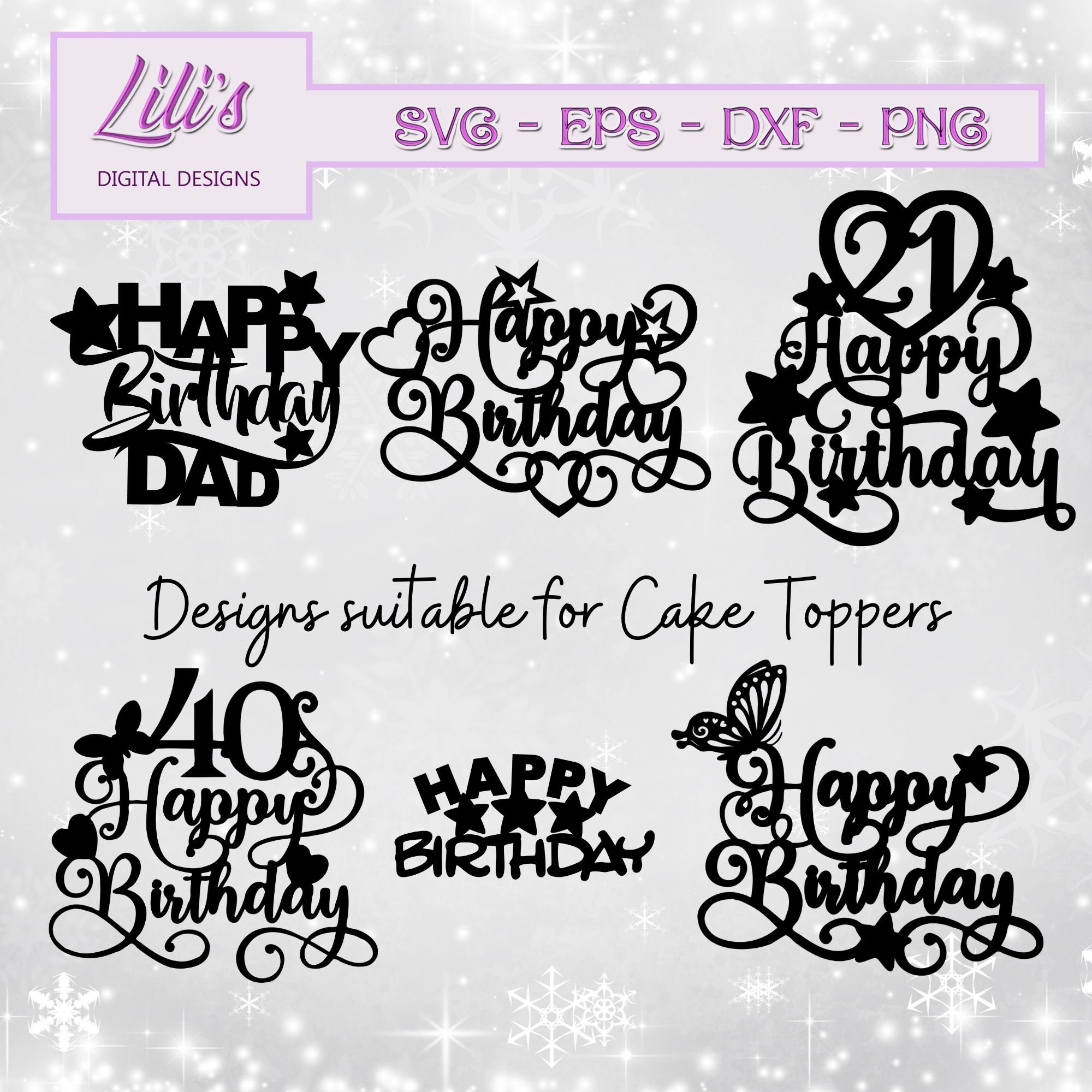 Happy Birthday Bundle in 17 Different Designs Including Ages 21 & 40 ...