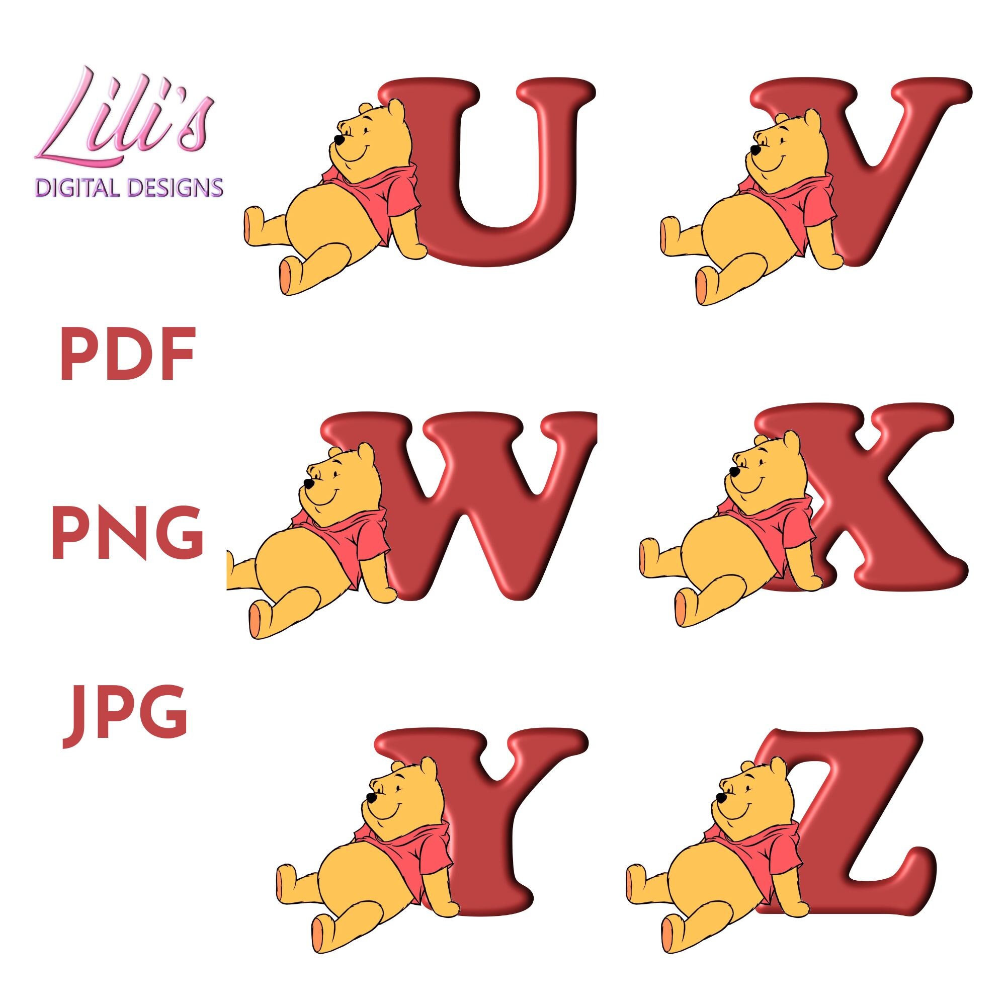 Alphabet Lettering 3d Style With Winnie the Pooh Design - Etsy