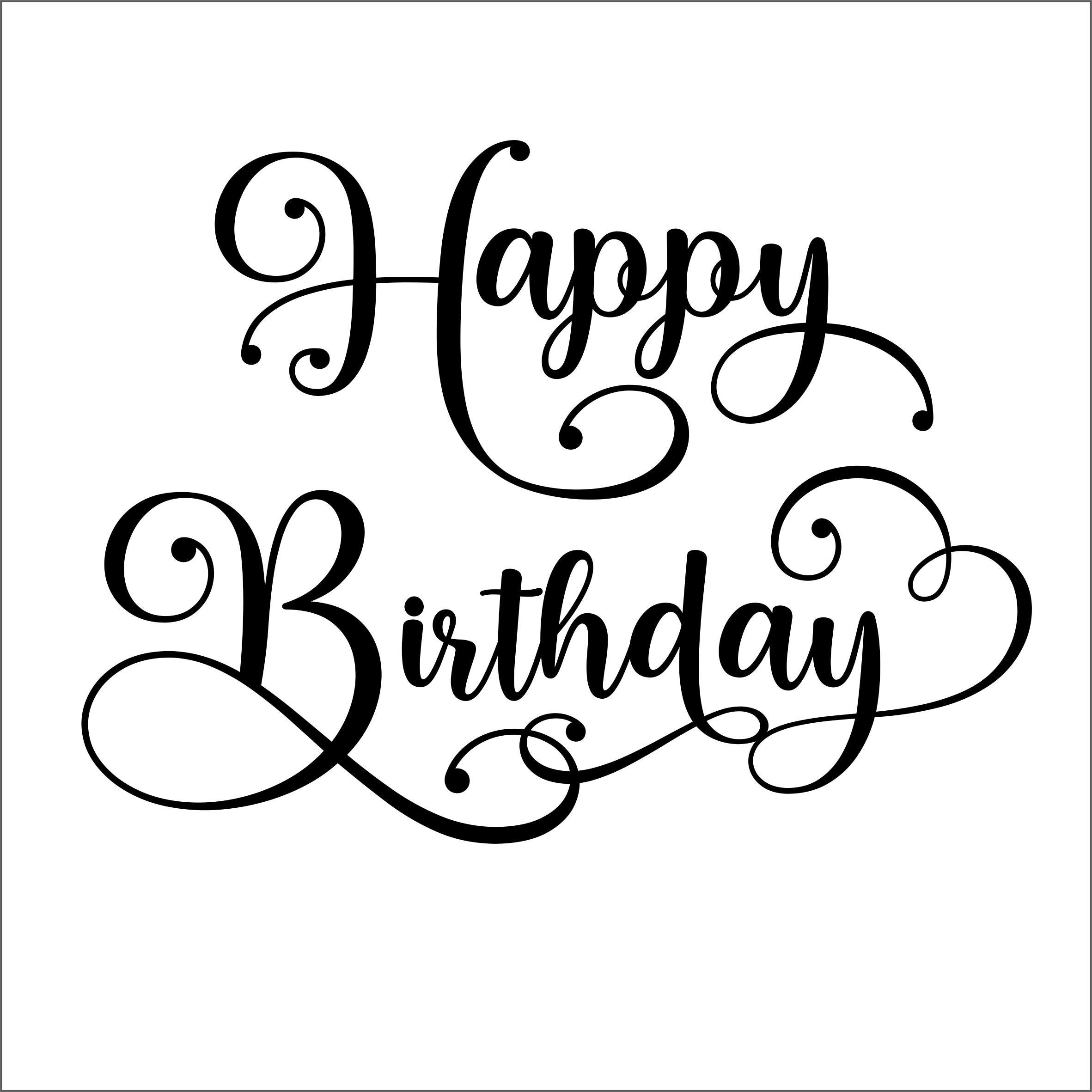 Happy Birthday Script Swirls Design – SVG, Cricut, Vinyl (digital ...