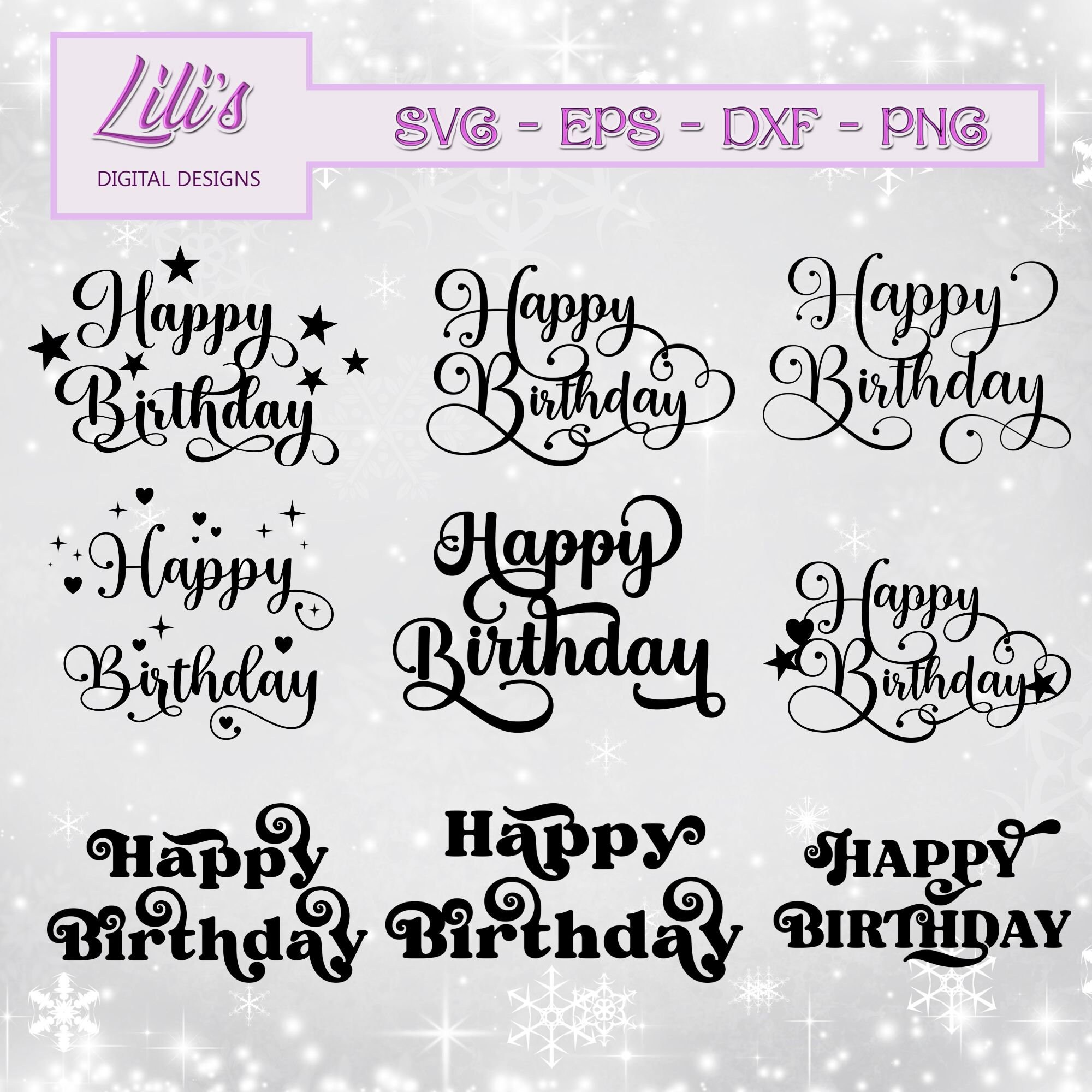 Happy Birthday Bundle in 17 Different Designs Including Ages 21 & 40 ...