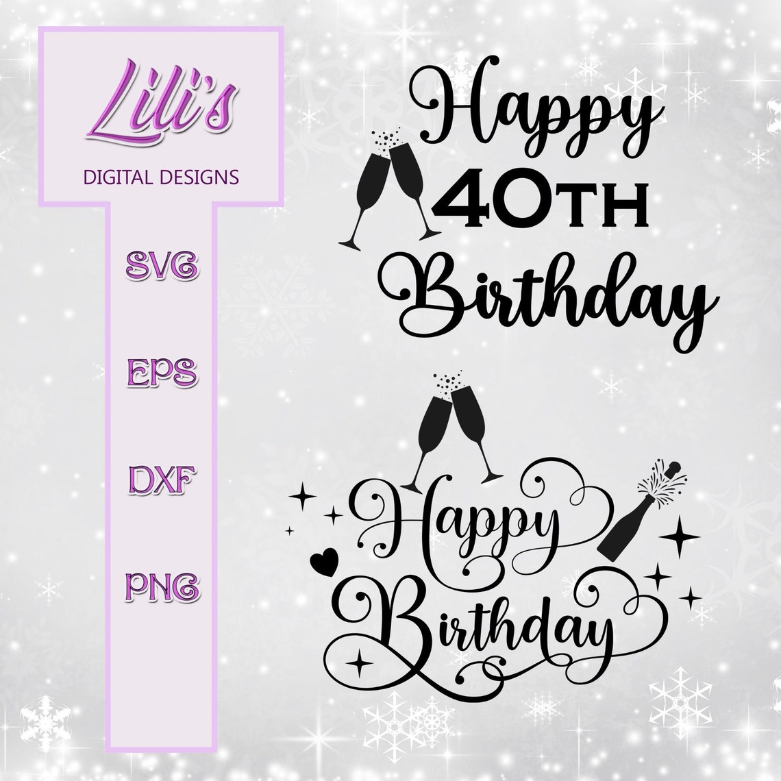 Happy Birthday Bundle in 17 Different Designs Including Ages 21 & 40 ...