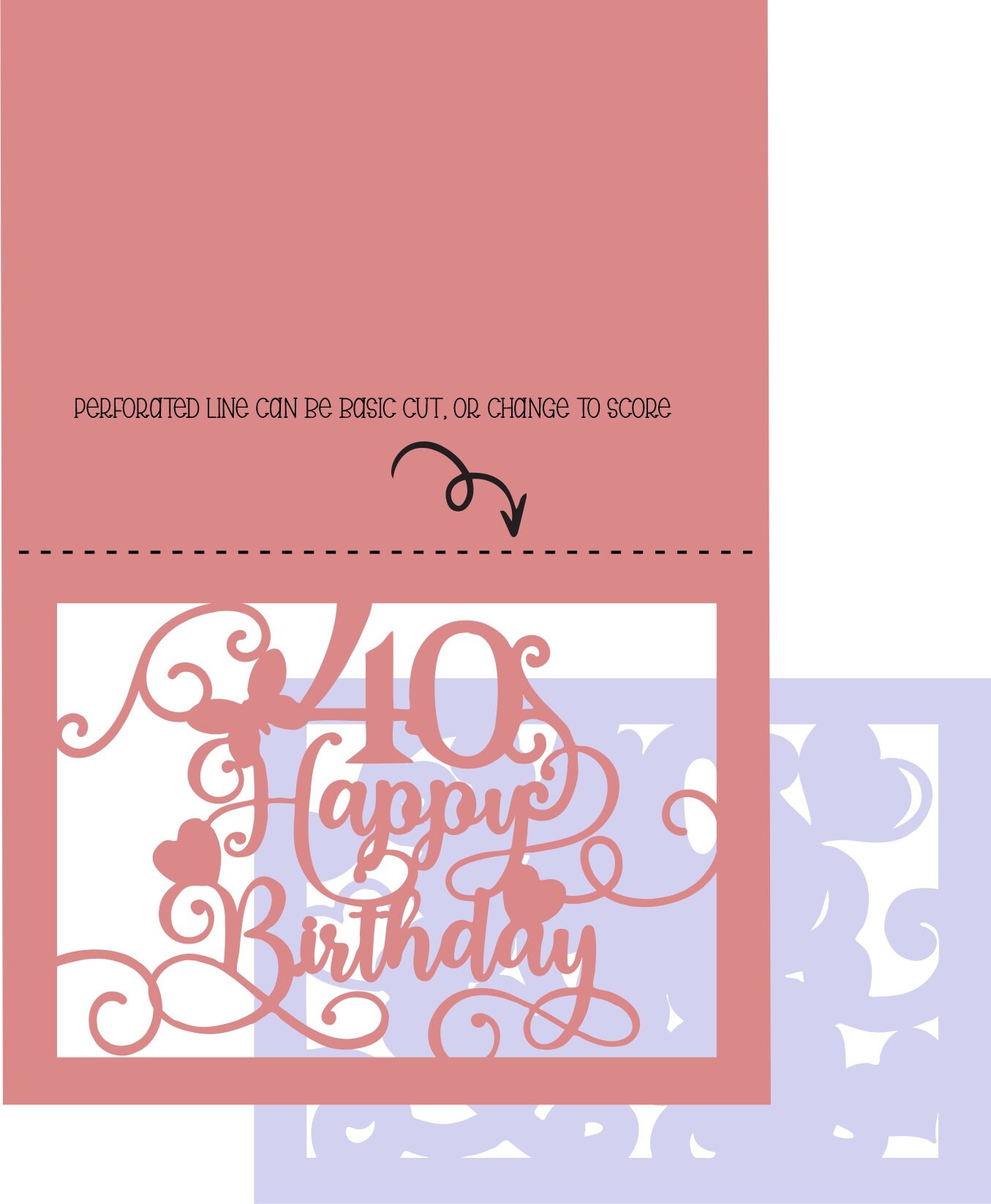 Happy 40th Birthday Card With Hearts and Layered SVG, for Cricut and ...