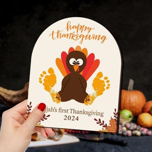 Thanksgiving Foot Print Sign, Personalized Wooden Footprint Sign, My ...