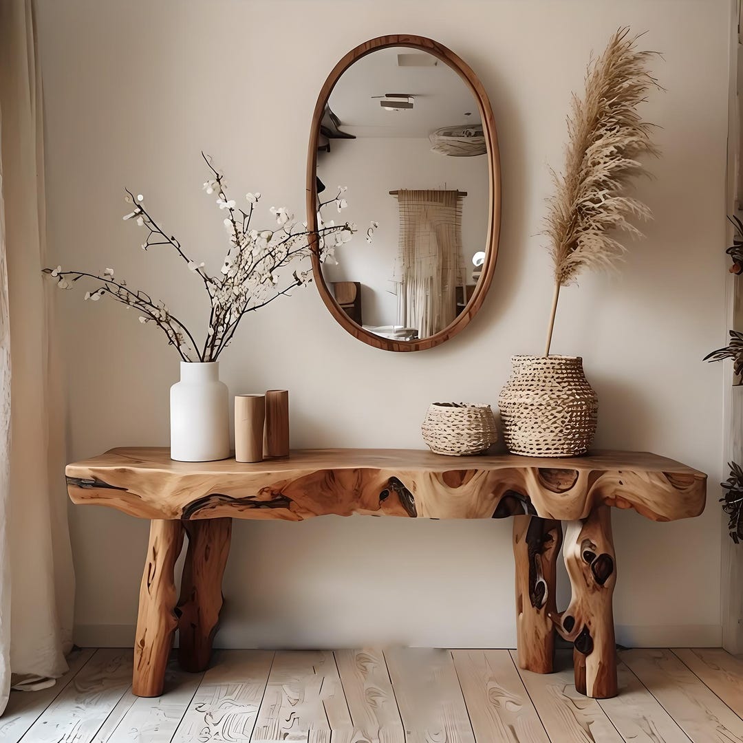 Live Edge Wood Entryway Table – Narrow Rustic Console for Home Decor - Etsy