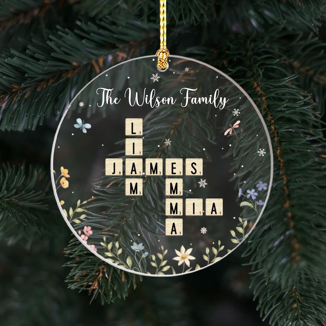 Personalized Family Crossword Puzzle Art Ornament, Custom Family Name ...