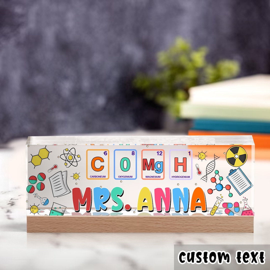 Chemistry Teacher Name Sign, Teacher Appreciation Gift, Personalized ...