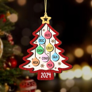 Personalized Family Tree Christmas Ornament 2024, Custom Family Name ...