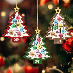 Personalized Family Tree Christmas Ornament 2024, Custom Family Name ...