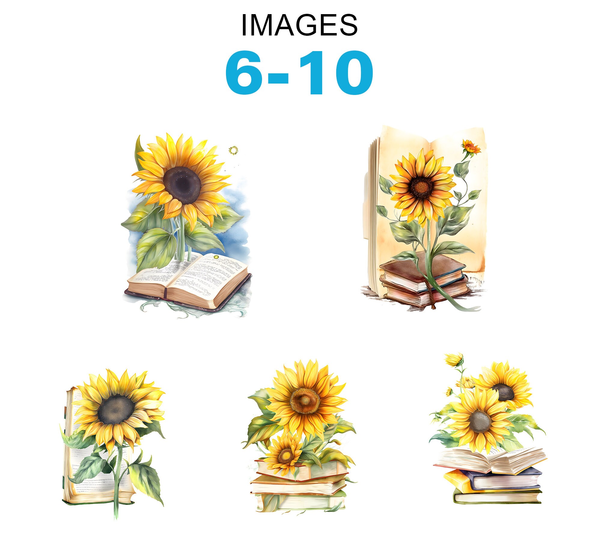 Book Sunflower Stack Clipart Bundle Stacked Books in Pink - Etsy