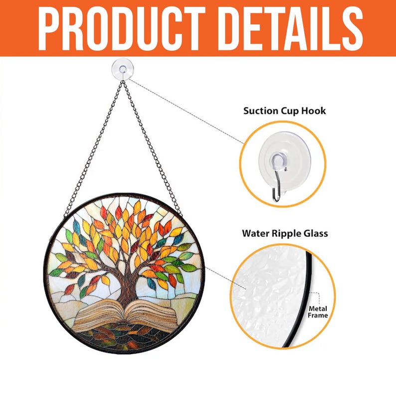 Tree of Life Stained Glass Suncatcher: Book & Tree Window Art - Etsy