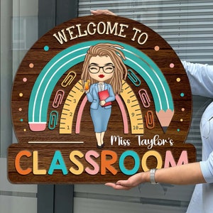 Classroom Decor, Teacher Door Hanger, Custom 3dteacher Name Wooden Sign ...