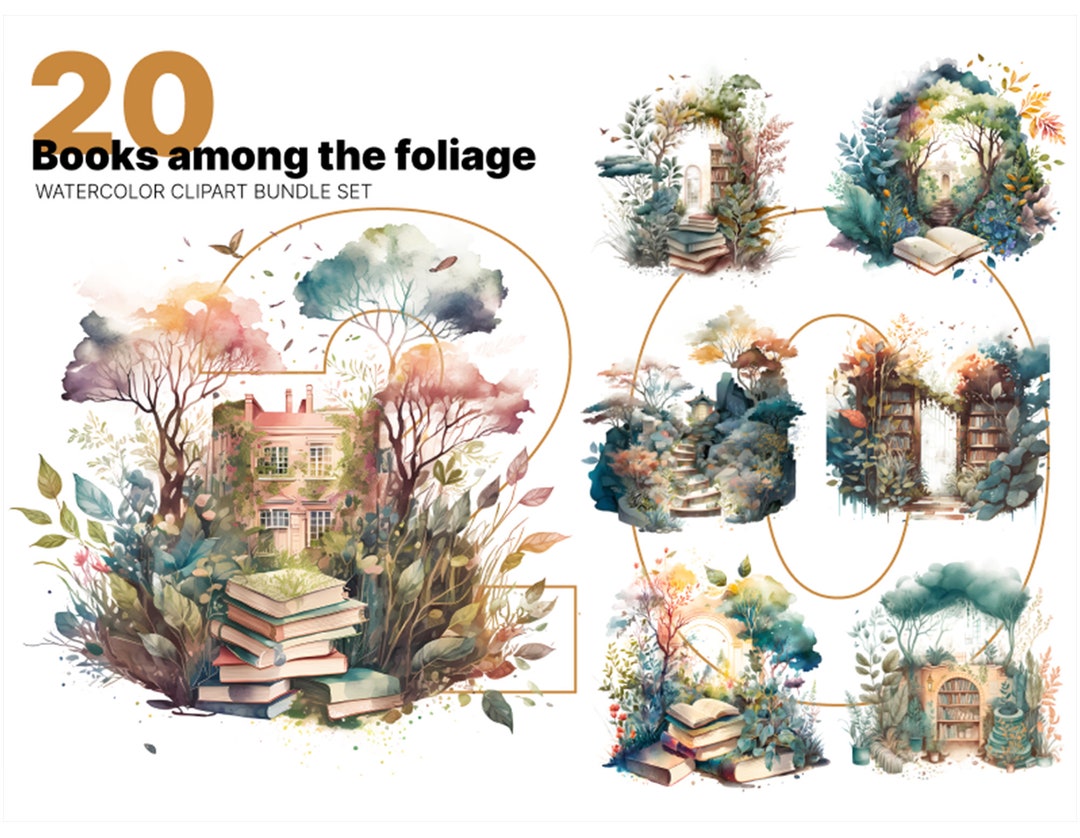 Watercolor Book Clipart Bundle Cozy Reading Corner With - Etsy