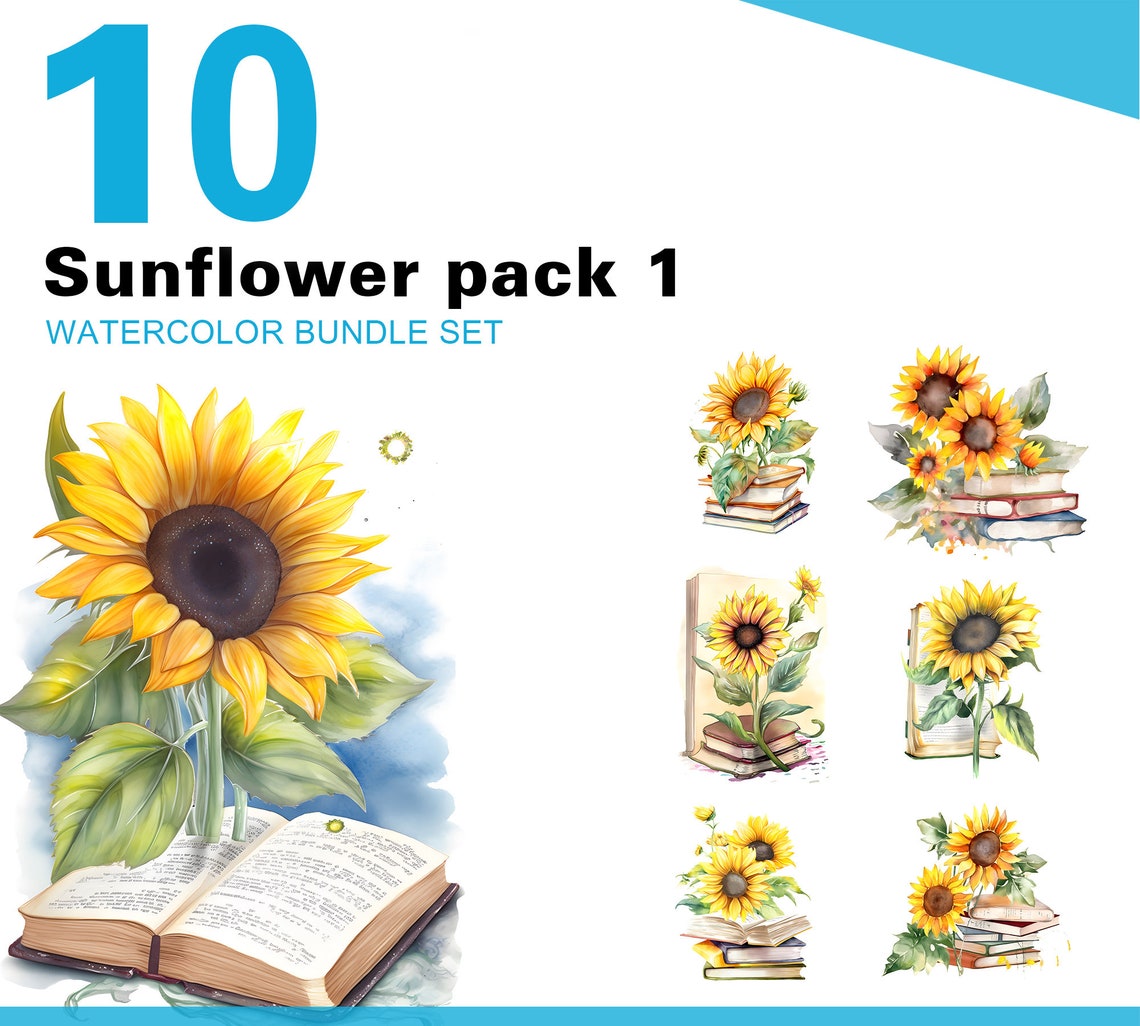 Book Sunflower Stack Clipart Bundle Stacked Books in Pink - Etsy