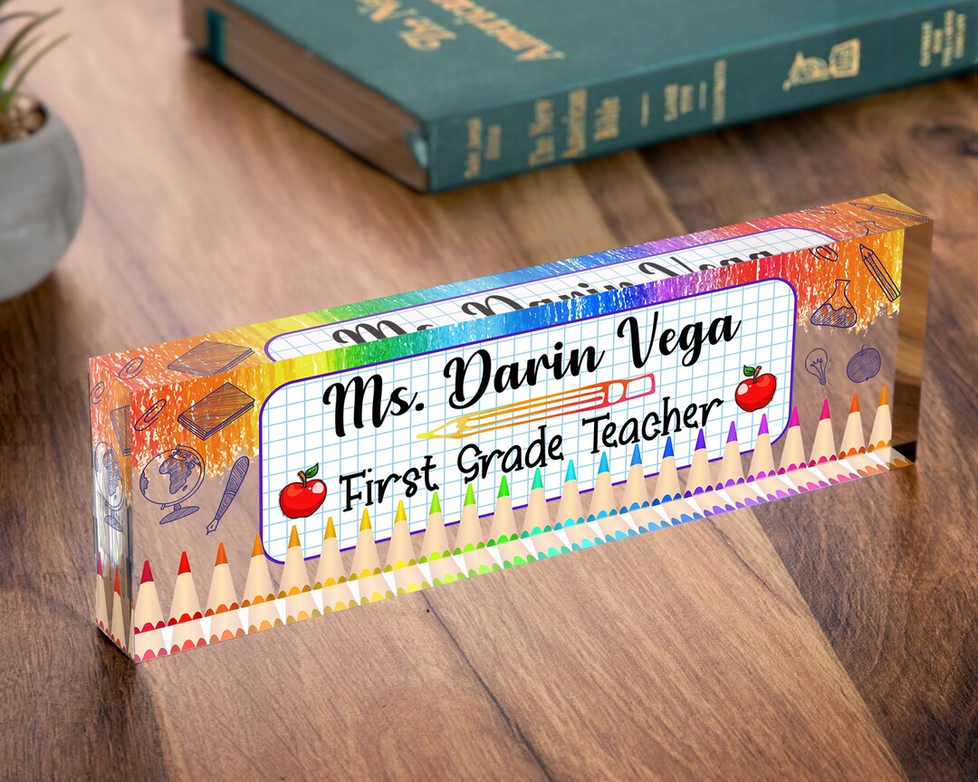 Funny Teacher Desk Sign, Back to School, Personalized Teacher Name Desk ...