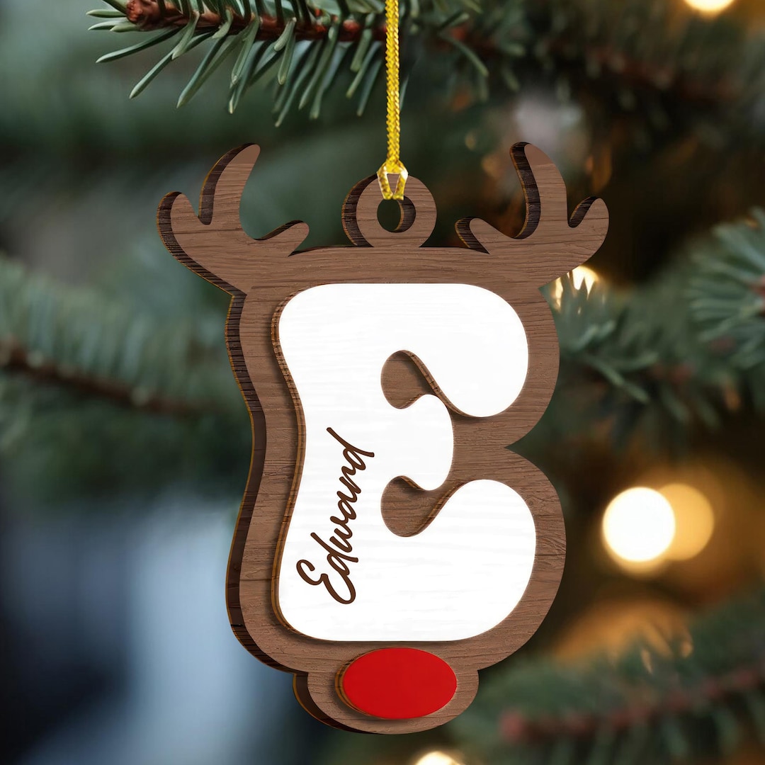 Personalized Reindeer Letter Ornament, Custom Name Christmas Ornament ...