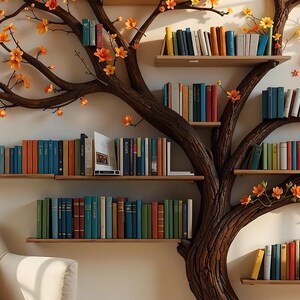 Rustic Wooden Tree Bookshelf – A Natural and Artistic Touch for Any ...