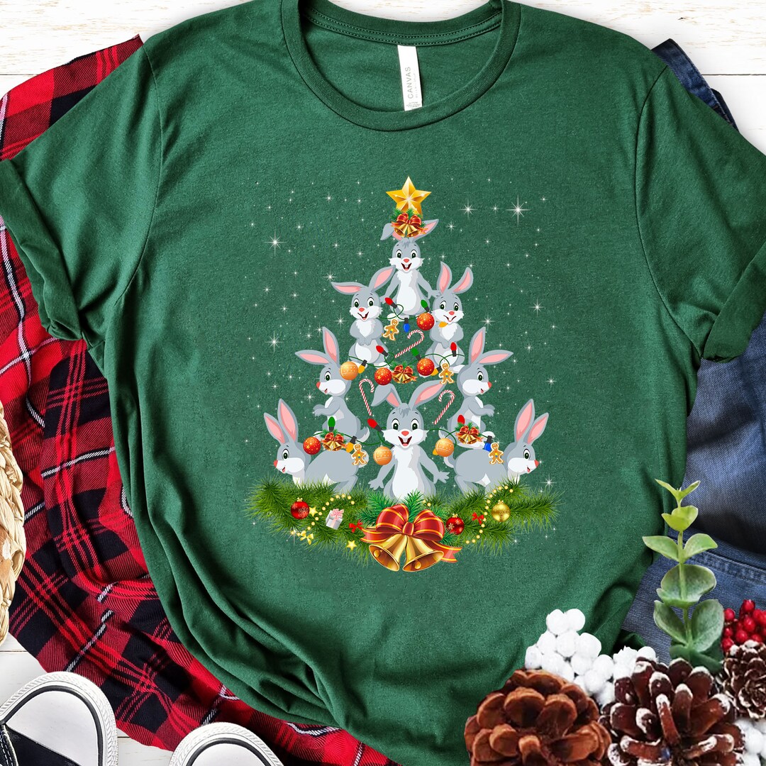 Cute Rabbit Bunny Christmas Tree Pet Rabbit Lover Christmas T-shirt ...