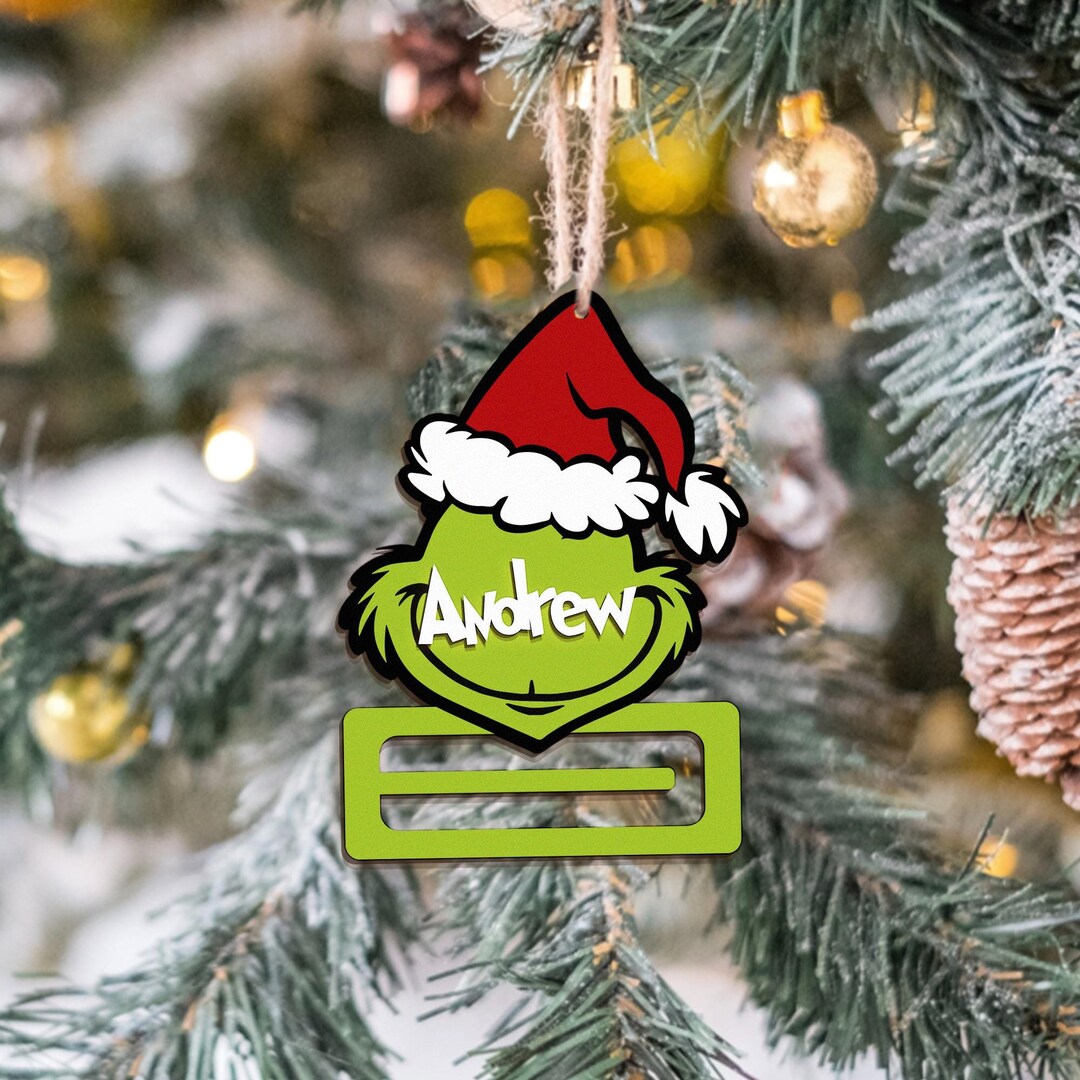 Personalized Grinch Money Holder Ornament, Custom Name With Grinch Face ...