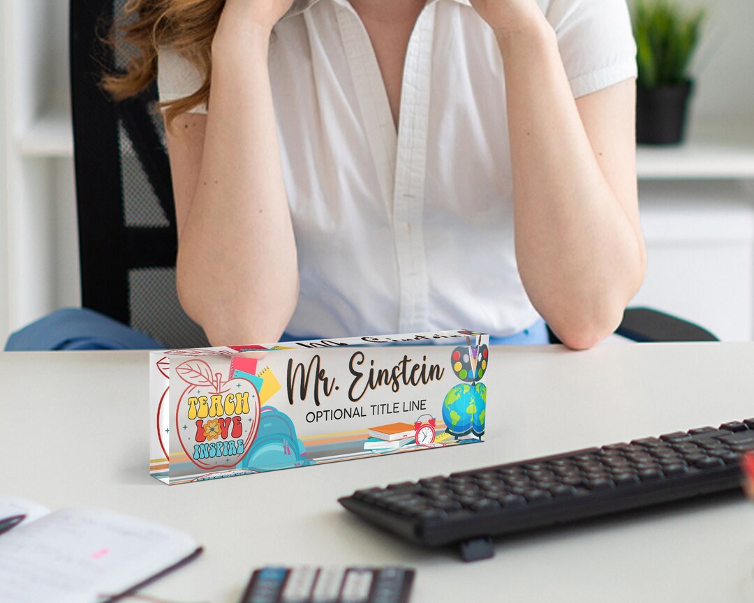 Custom Teacher Desk Name Plate, Teacher Desk Acrylic Sign, Back to ...