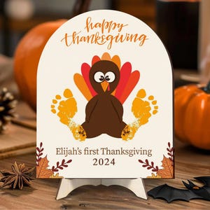 Thanksgiving Foot Print Sign, Personalized Wooden Footprint Sign, My ...