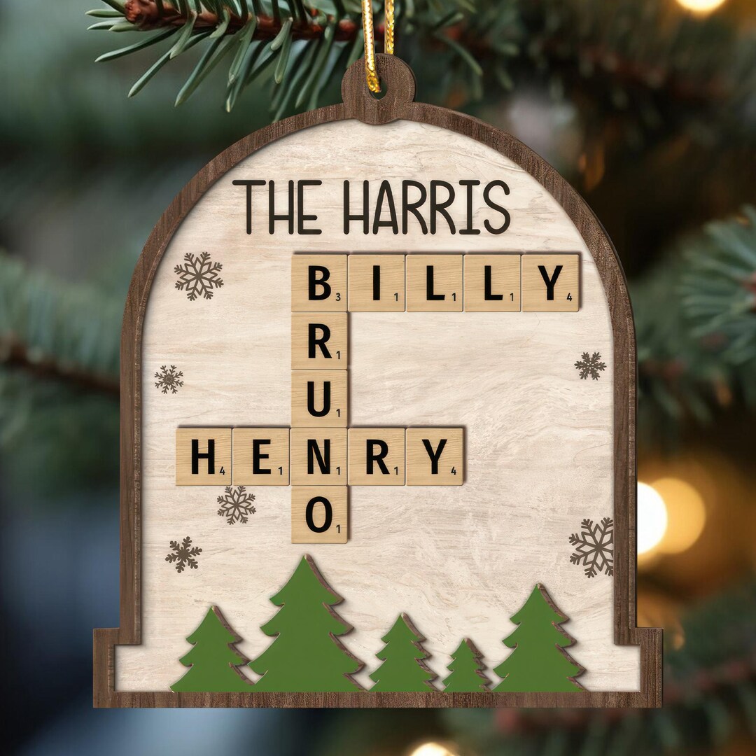 Personalized Family Christmas Ornaments, Famlily Name Crossword Puzzle ...