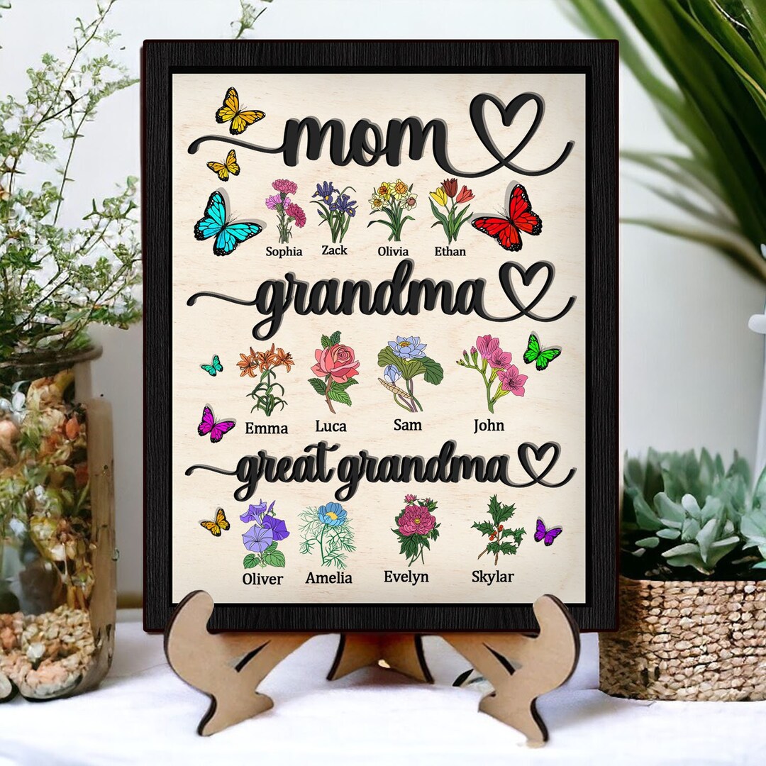 Personalized Grandma's Garden Sign, Custom Birth Month Flowers, Mom ...