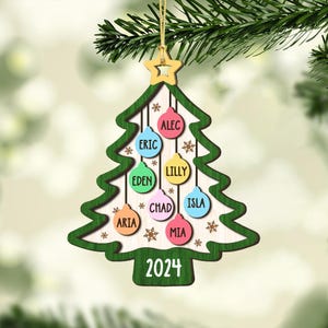Personalized Family Tree Christmas Ornament 2024, Custom Family Name ...