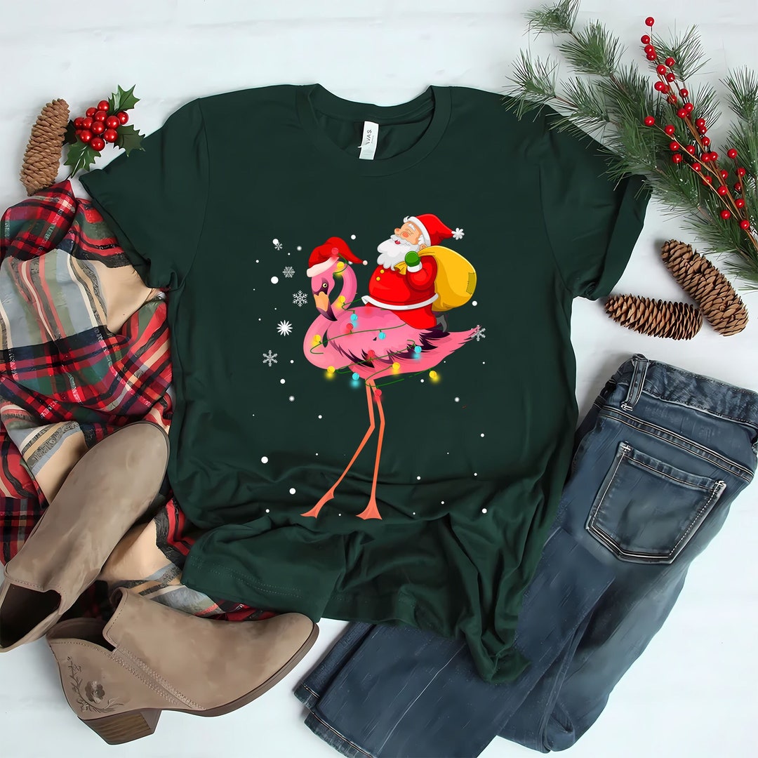 Santa Riding Flamingo Christmas T Shirt, Christmas Sweatshirt,christmas ...