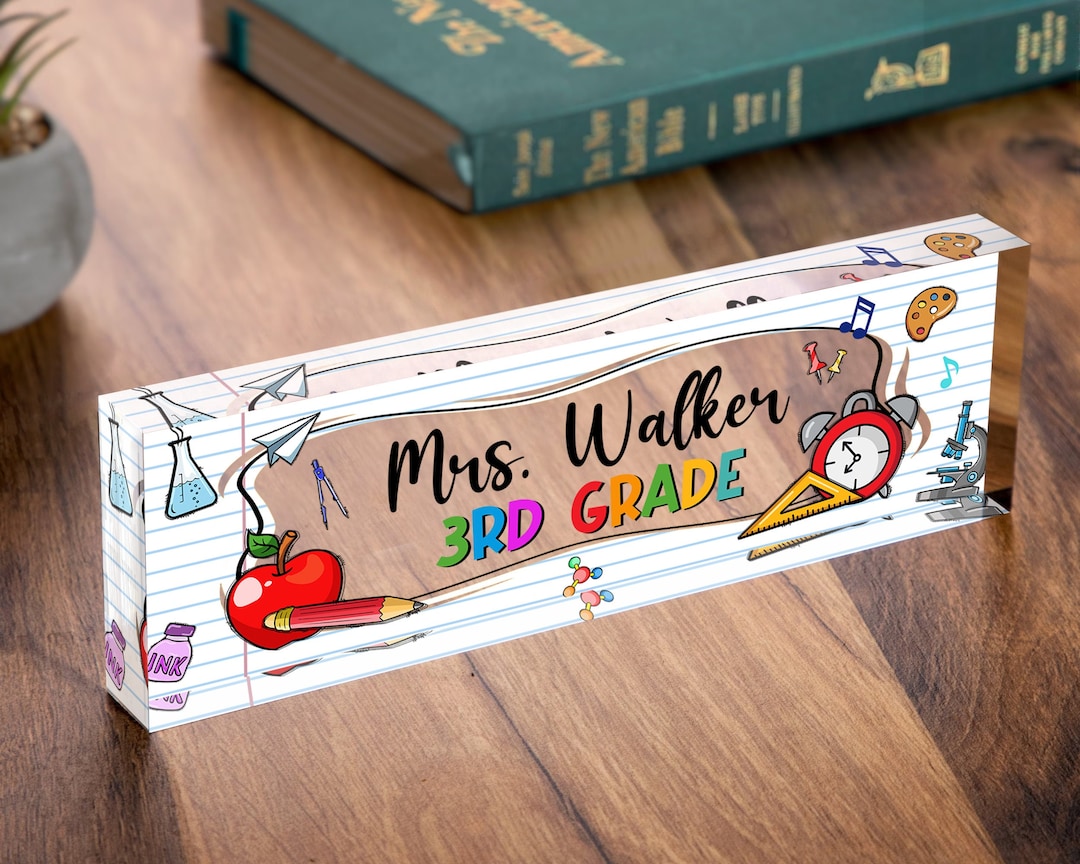 Personalized Name Plate Desk, Custom Teacher Name Acrylic Sign, Back to ...