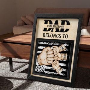 Personalized Fathers Day Fist Bump Set, Custom Father's Day Wooden Sign ...