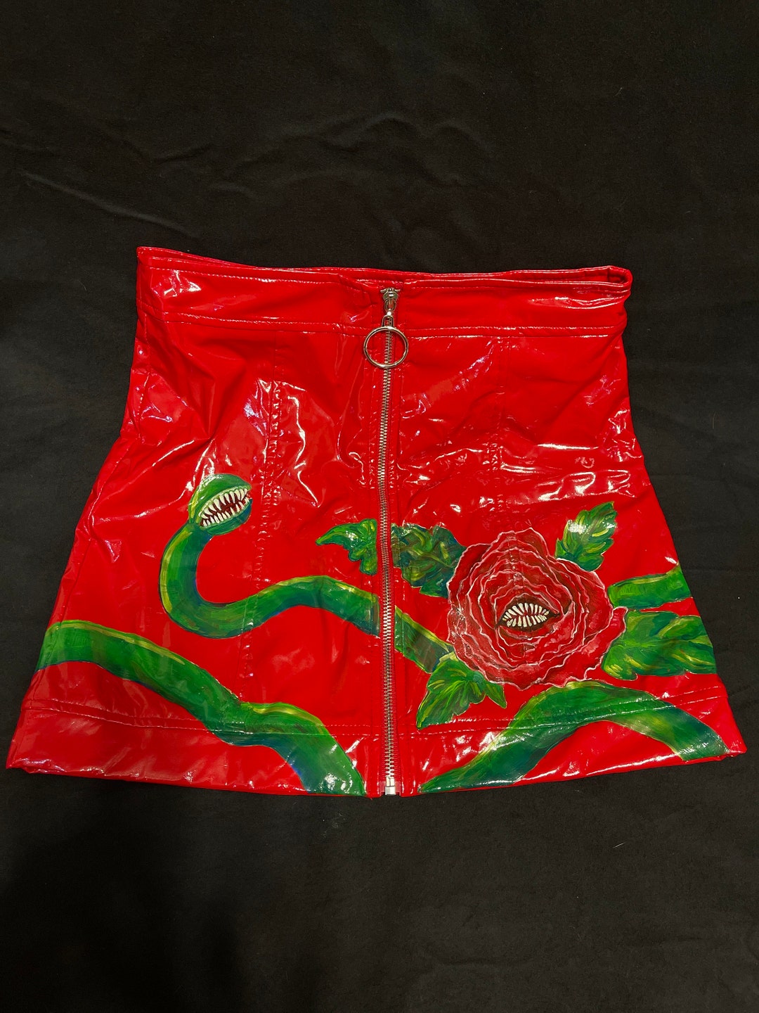 Biollante Rose Form PU Patent Leather Red Mini Skirt - Etsy