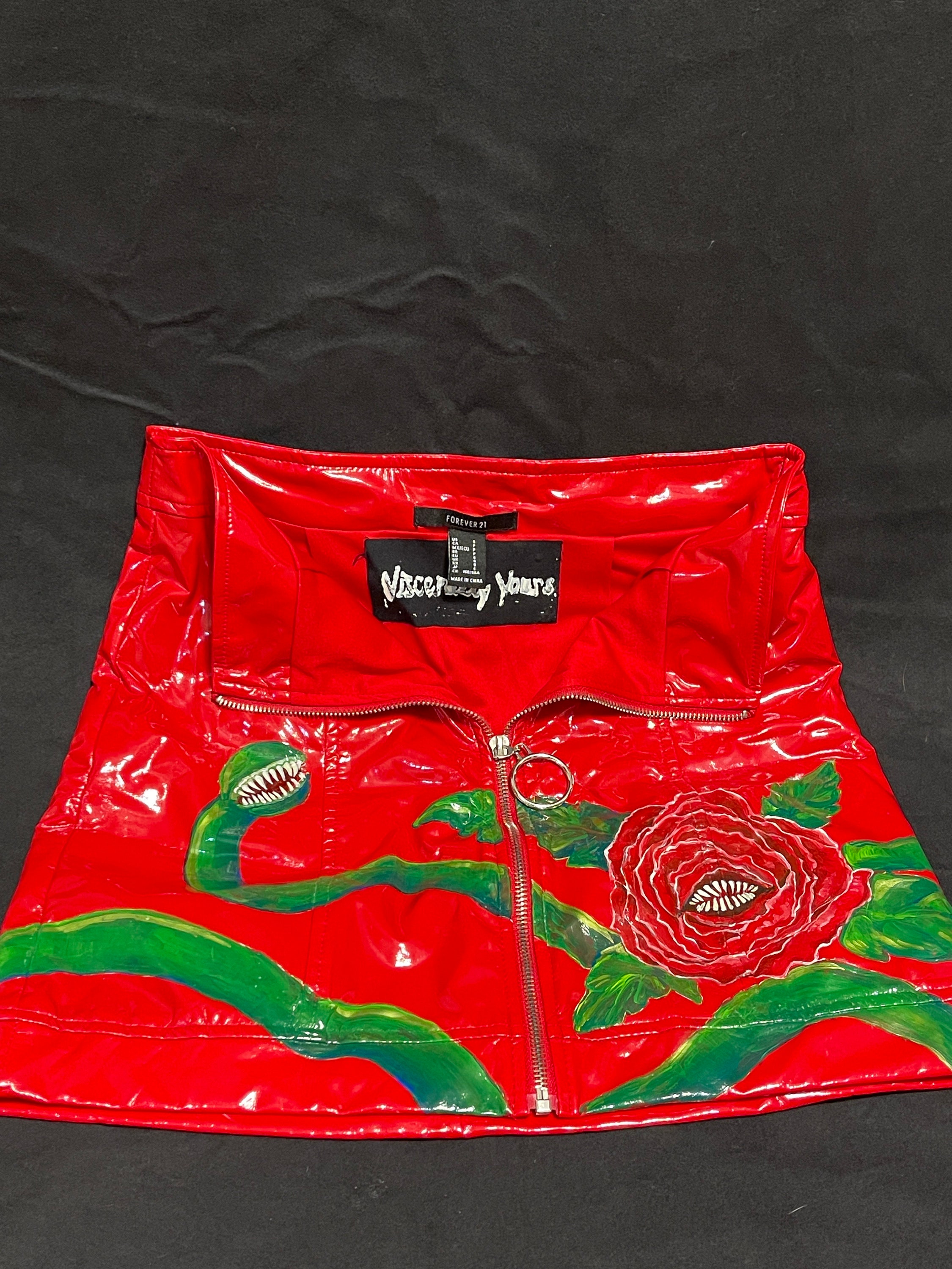 Biollante Rose Form PU Patent Leather Red Mini Skirt - Etsy