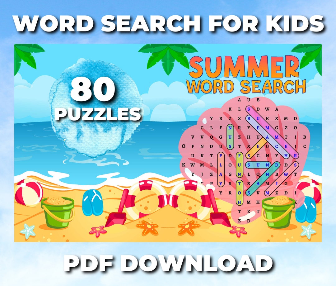 Summer Word Search Puzzles For Kids Hours Of Entertaining Etsy Summer Word Search Puzzles For Kids Hours Of Entertaining Etsy