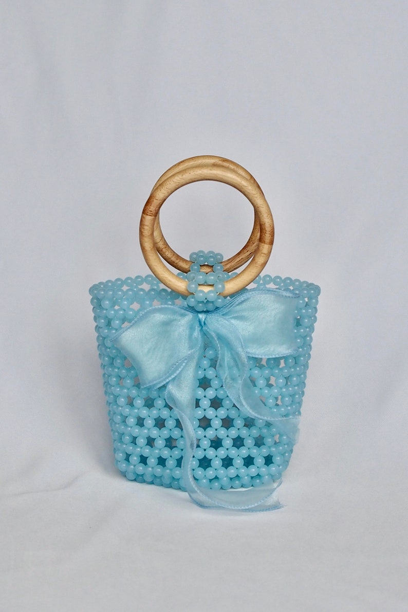 Blue Bead Bag | Women Bead Bag | Embroidered Handbag | Makeup Bag ...