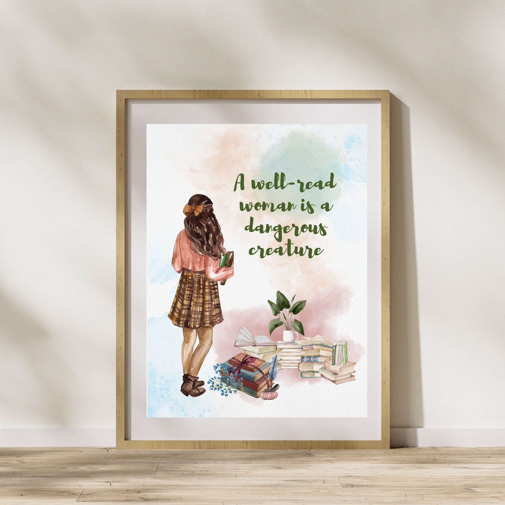 Watercolor Book Lovers Poster, Digital Christmas Gift, Instant Gift - Etsy