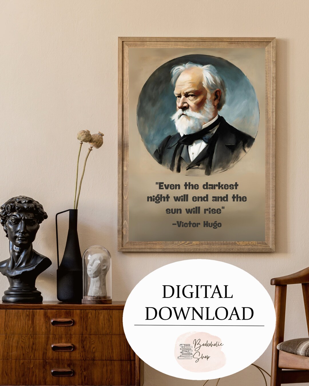 Printable Motivation Quote Poster, Victor Hugo Fan Gift, Library Wall ...