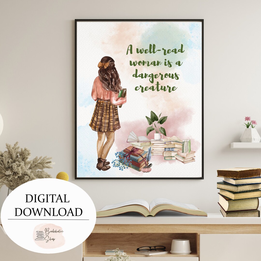 Watercolor Book Lovers Poster, Digital Christmas Gift, Instant Gift - Etsy