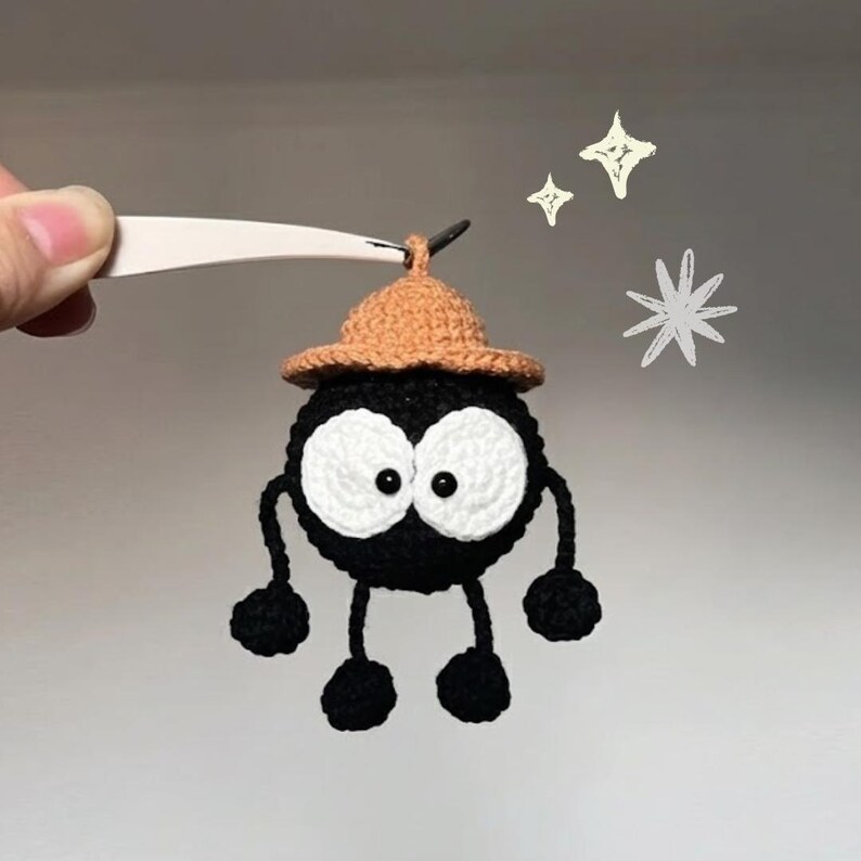 Soot Sprite Crochet Pattern With Straw Hat | Cute Dust Sprite Amigurumi ...