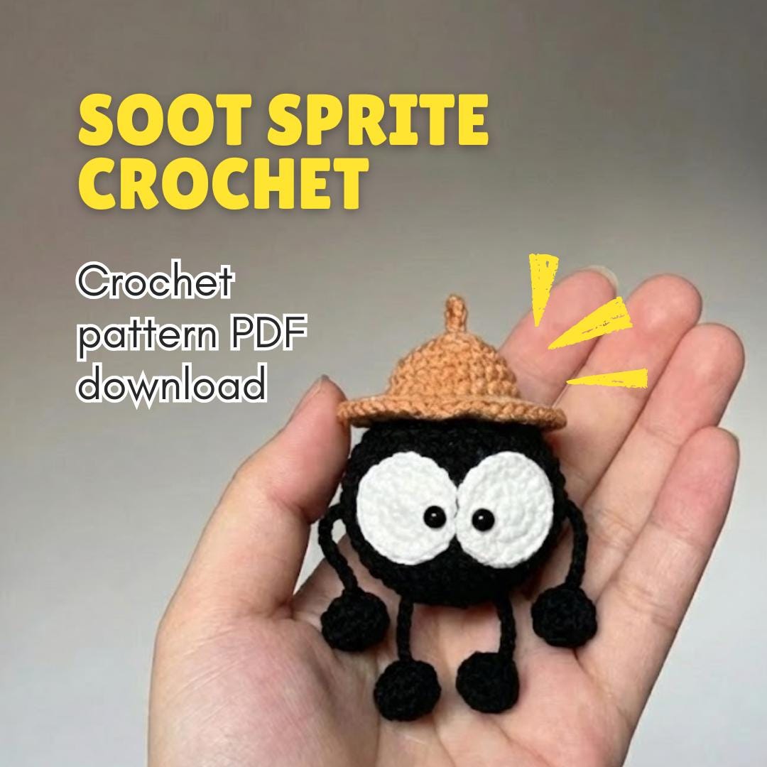 Soot Sprite Crochet Pattern With Straw Hat | Cute Dust Sprite Amigurumi ...