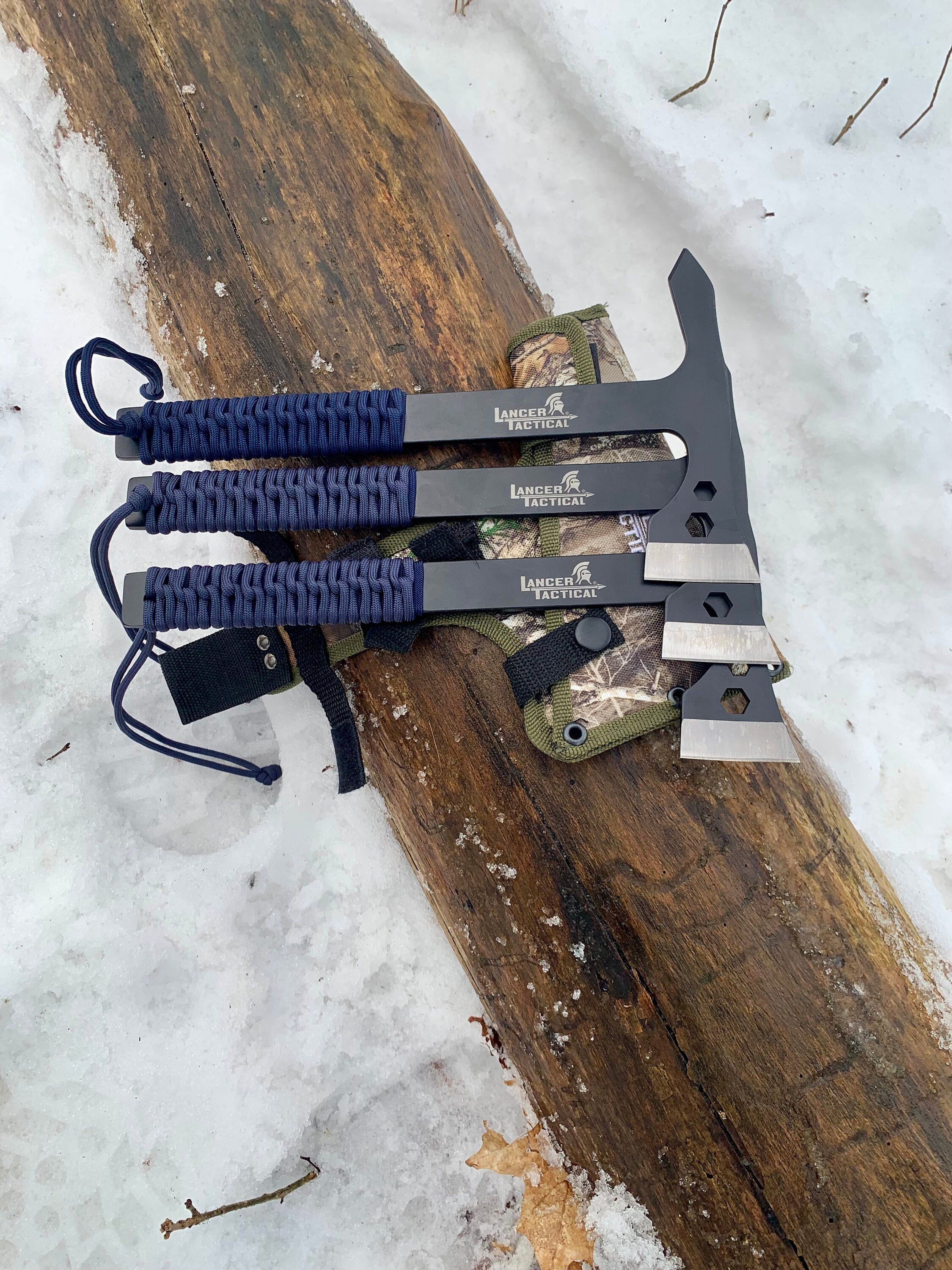 Sharp Hand Wrapped Paracord Wrapped Set of Three Tactical Throwing Axes ...