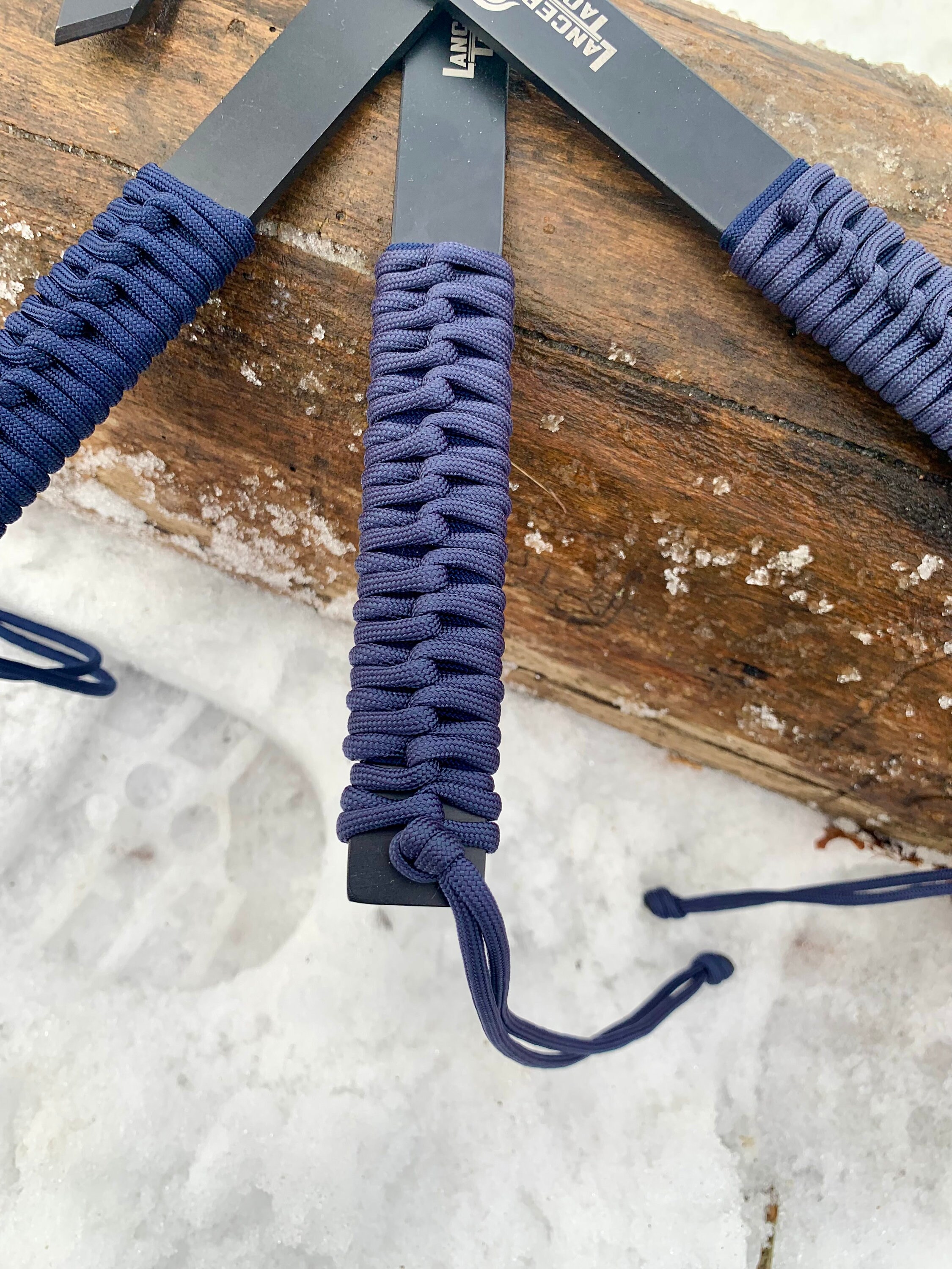 Sharp Hand Wrapped Paracord Wrapped Set of Three Tactical Throwing Axes ...