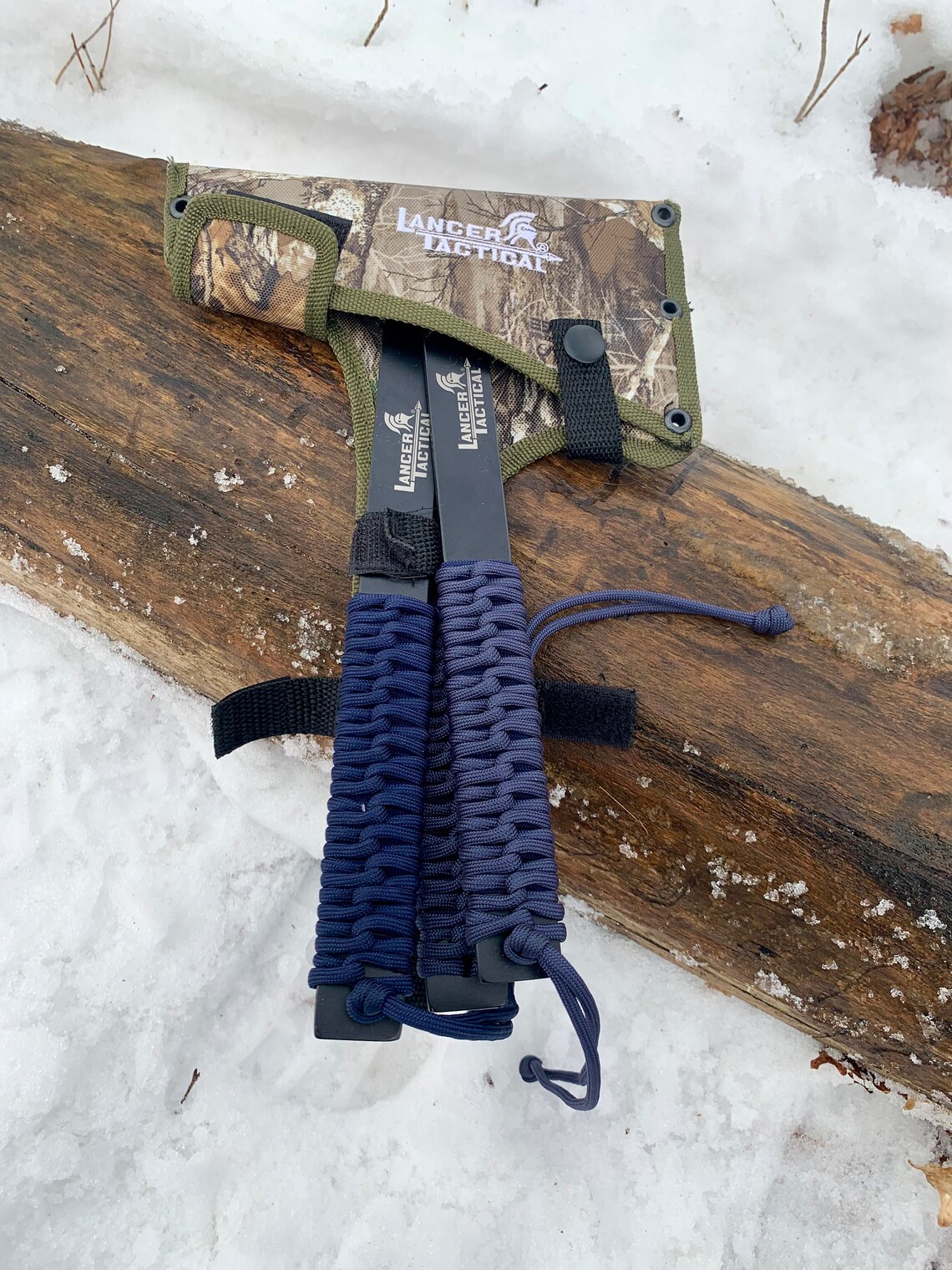 Sharp Hand Wrapped Paracord Wrapped Set of Three Tactical Throwing Axes ...