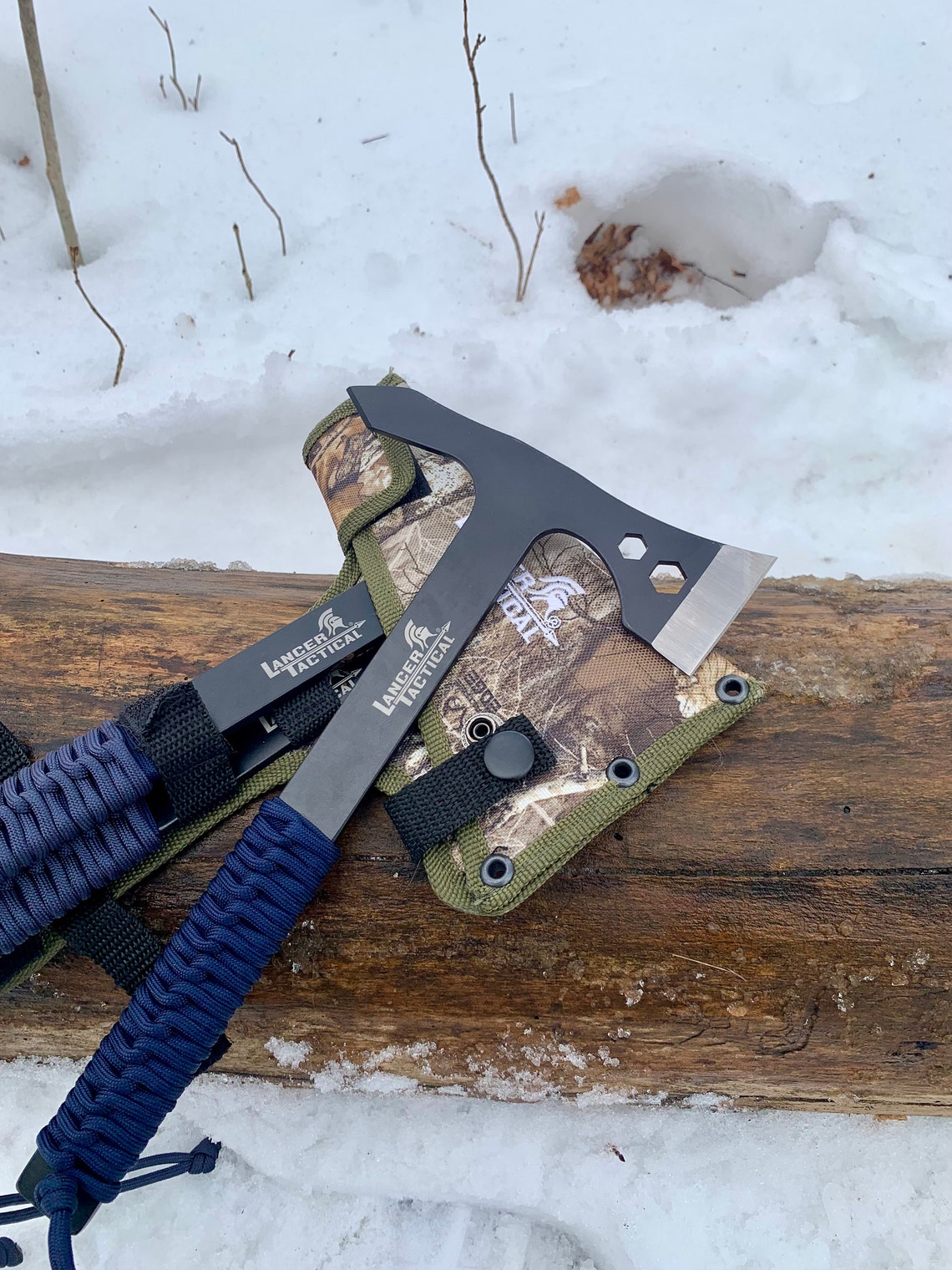 Sharp Hand Wrapped Paracord Wrapped Set of Three Tactical Throwing Axes ...