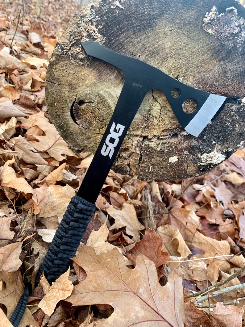 Sharp Hand Wrapped Paracord Wrapped Set of Three Tactical Throwing Axes With Nylon Sheath and ...